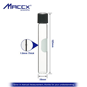 Maccx Glass Test Tubes with Bakelite Screw Cap, Vol.10ml/Dia.16x100mm, Pack of 40, 3.3 Borosilicate Glass, TTG010-040