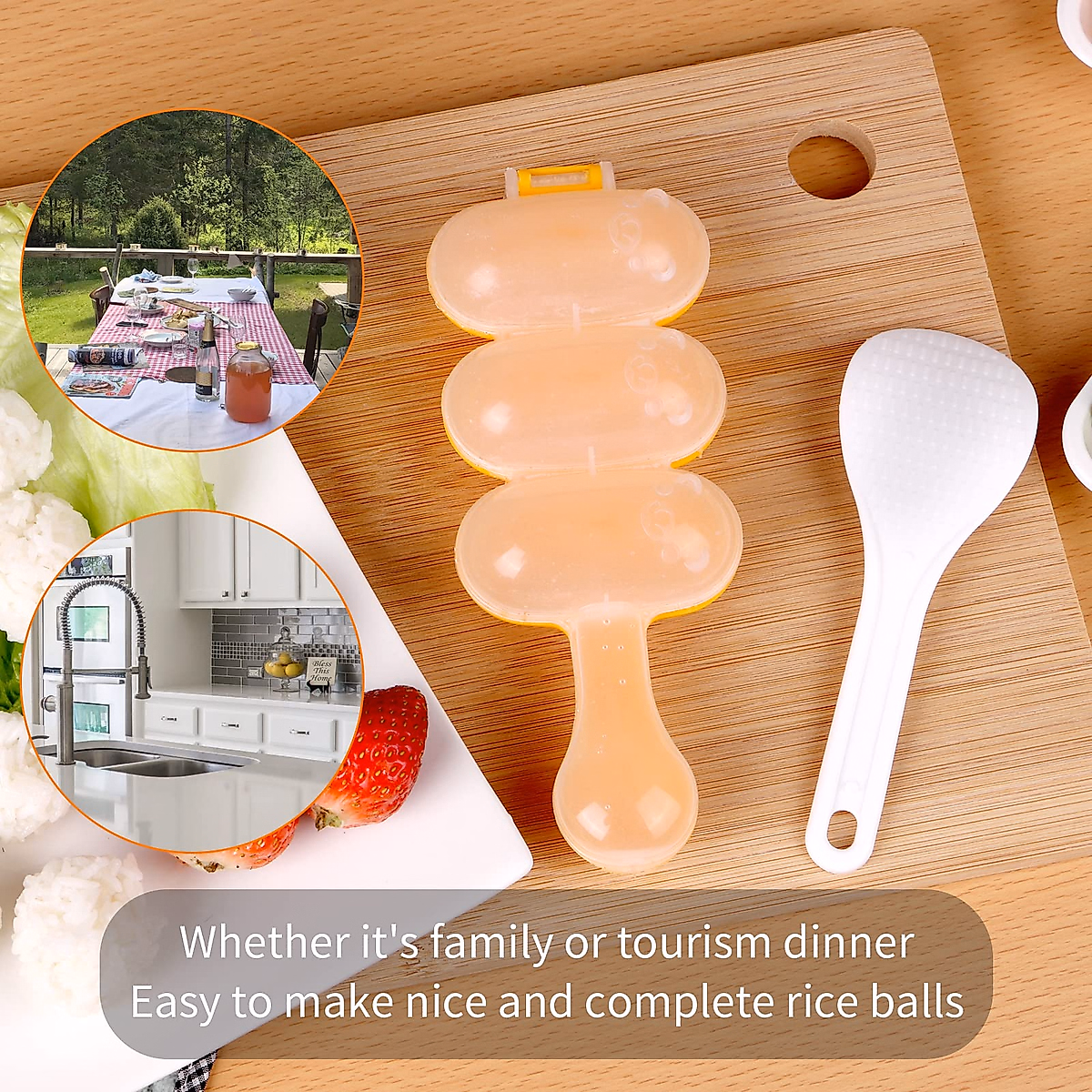 Rice Ball Shaker,Rice Ball Molds, DIY Ball Shaped Kitchen Tools Shakers Food Decor for Kids DIY Lunch Maker Mould with a Mini Rice scoop