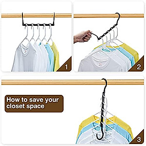 Space Saving Hangers 16 Pack, Plastic Space Saver Hanger for Smart Closet, Black Magic Hangers Multiple Hangers in One Hanger Organizer