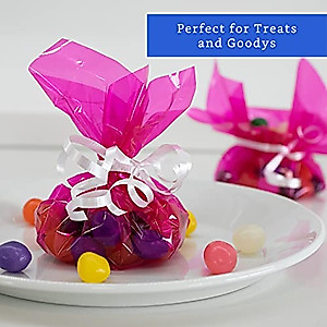 FIESTA WRAPS 200 ft Pink Cellophane Wrap Roll (16 in x 200 ft) - Cellophane Wrap Pink - Pink Clear Wrap - Cellophane Roll Pink - Pink Cello Wrap - Colored Cellophane Roll - Pink Transparent Paper