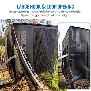 Joiish Air Conditioner Cover for Outside Units, 32'' x 32'' x 36" Full Mesh with 600D Detachable Waterproof Top, All Seasons Outdoor Central AC Protector Against Leaves, Weeds, Cottonwood and Debris