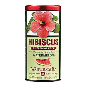 The Republic Of Tea Hibiscus Watermelon Superflower Herbal Tea, 36 Tea Bags, Citrus Berry Flavored Tea