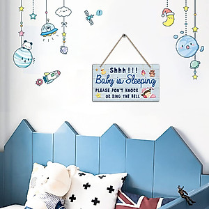 Baby Sleeping Sign Baby Sleeping Plaque Baby is Sleeping Sign Porch Sign Sleeping Baby Door Sign Do Not Knock or Ring Doorbell Sign No Disturb Sign Baby Room Hanging Sign