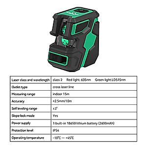 Laser Level Self Leveling, 2D Green Cross Line for Construction and Wallpaper/Flooring/Cabinet Installation, Rechargeable Li-ion battery, Magnetic Pivoting Base, Remote Controller by Excited Work