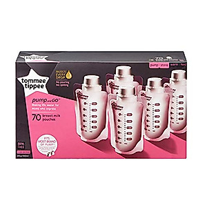 Tommee Tippee Breast Milk Pouches (70 Count) Compatible with All Leading Breast Pumps and Bottle Nipples, BPA-Free