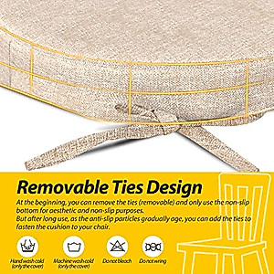 AAAAAcessories Square Chair Cushions for Dining Chairs with Ties and Removable Cover, 2" Thick Dining Kitchen Chair Pads, Indoor Dining Room Chair Cushions, 16" x 16", Set of 4, Beige