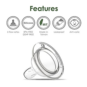 Maymom Silicone Nipple Slow Flow, 4pc; Compatible with Spectra/Motif Luna/Maymom Widemouth Bottles