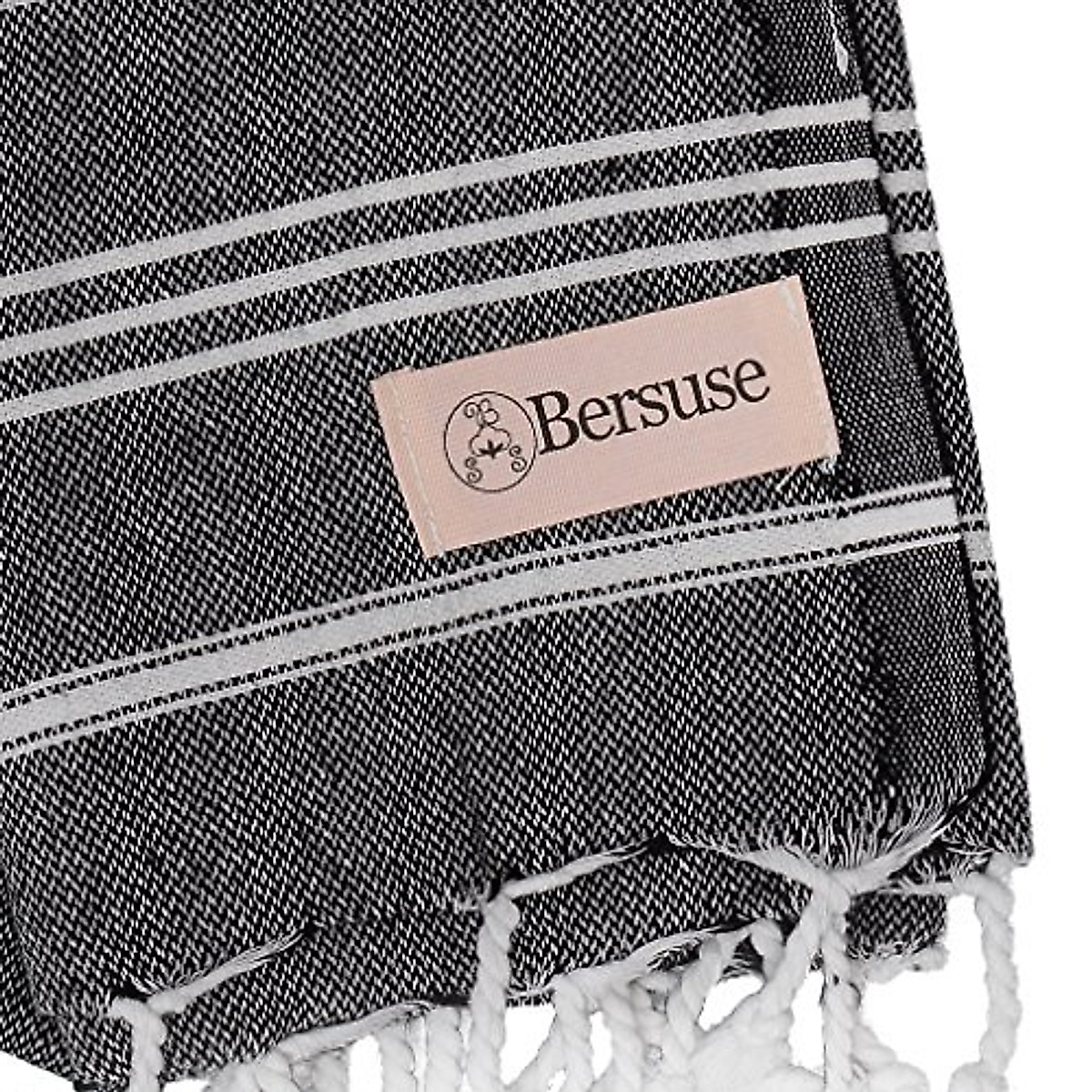 Bersuse 100% Cotton Anatolia Turkish Hand Towel - 23x43 Inches, Black