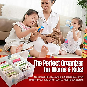 ArtBin 0365500 Super Satchel Double Deep, Portable Art & Craft Organizer with Handle, [1] Plastic Storage Case, Clear with Gold Accents, Clear & Gold