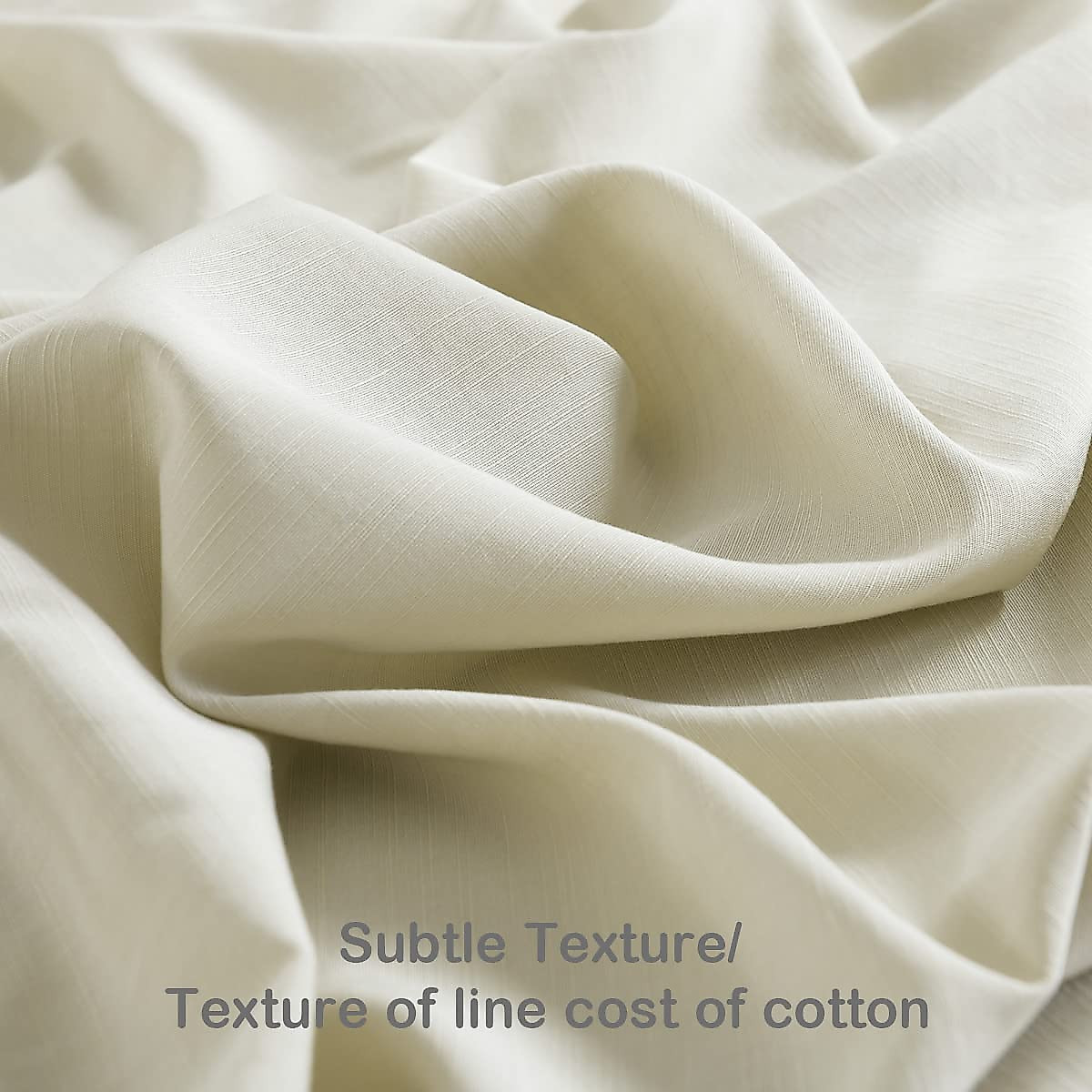 PANDATEX Beige Linen-Textured Rayon, Cotton, Linen Blend Duvet Cover Set, Pre-Washed Soft Breathable Queen Size Duvet Cover for Hot Sleepers, Durable Natural Organic Duvet Cover with 2 Pillowcases