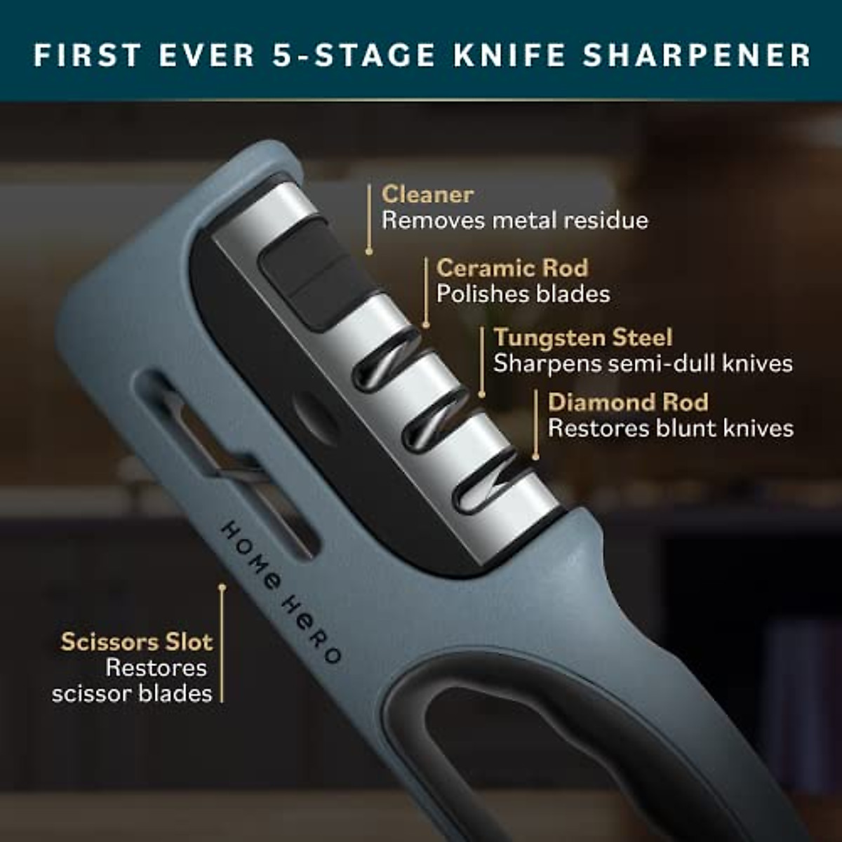 5-Stage Knife Sharpener - Knife Sharpeners For Kitchen Knives, Kitchen Knife Sharpener, Ceramic Knife Sharpener - Knife And Scissor Sharpener Tool, Knives Sharpener, Scissors Sharpener