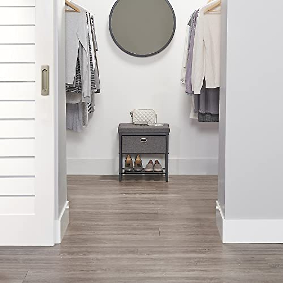 neatfreak Storage Bench Seat with Drawer - Single Seat Entryway Bench with Shoe Storage Rack - Home Decor Storage Stool Perfect for Mudroom, Foyer or Foot Rest - 13 x 18 x 19 inch