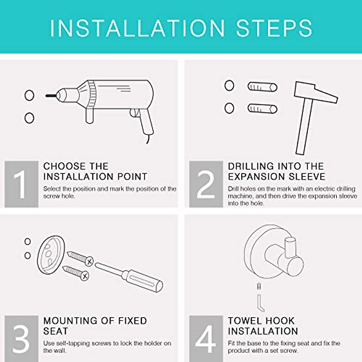 JASSFERRY Single Dual Towel Hooks Wall Mounted Bathroom Closets Coat Clothes Heavy Duty Robe Hook Holder Bathroom, Polished Chrome (Single Hook A)