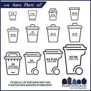 Plasticplace 95-96 gallon Garbage Can Liners │1.5 Mil │ Black Heavy Duty Trash Bags │ 61” X 68” (25Count)