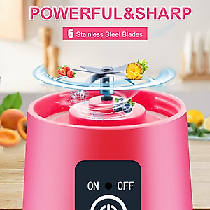GUCABE Portable Blender, Personal Blender for Milkshakes and Smoothies, Mini Juice Blender with USB Charging, Smoothie Blender 380ML (pink)