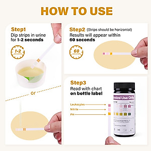 LotFancy UTI Test Strips 150ct, 3-in-1 Urine Test Strips for Leukocyte Nitrite and PH Testing, Accurate Results in 1 Minute, Medical Grade Home Test