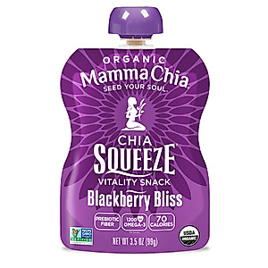 Mamma Chia Blackberry Bliss Organic Squeeze Snack, Non GMO, Gluten Free, 3.5 Ounces (Pack Of 16)