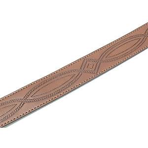 BC Belts Leather Belt Strap with Fancy Saddle Stitch Embossed Pattern 1.5" Wide with Snaps (Brown-S)