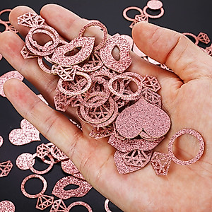 Grevosea 200Pcs Bachelorette Decorations Rose Gold Diamond Ring Confetti Engagement Party Decorations Glitter Bachelorette Rose Gold Confetti for Wedding Birthday Party Decoration