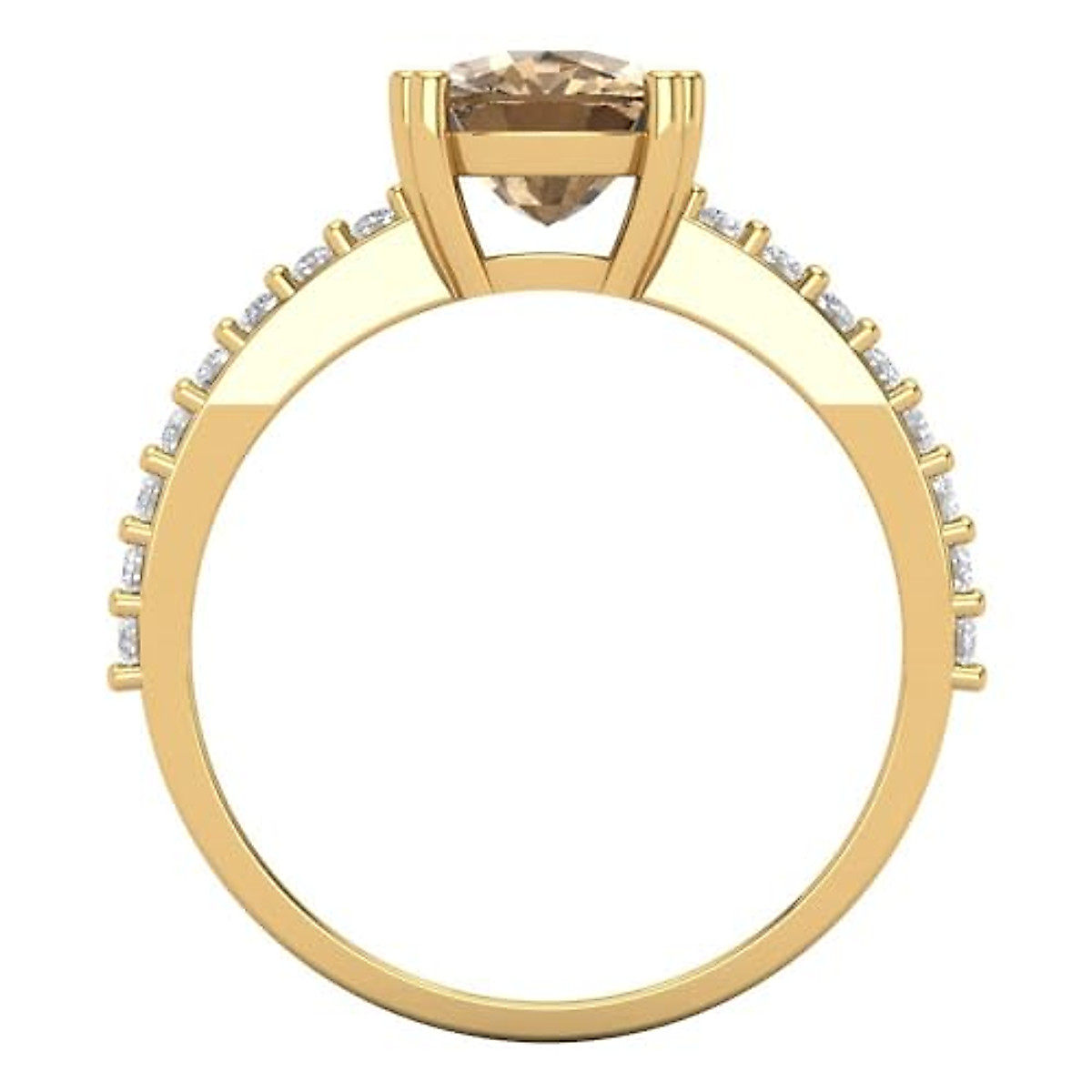 Clara Pucci 3.50 ct Cushion Cut Solitaire Champagne Simulated Diamond Engagement Promise Anniversary Bridal Ring 18K Yellow Gold 8.25