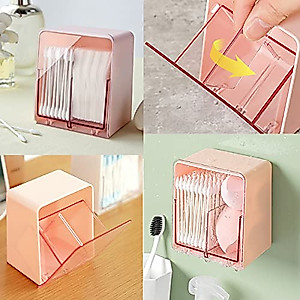 Qtip Holder Canisters Bathroom Cosmetic Makeup Pads Cotton Swabs Storage Organizer Container with 2 Grids, Bathroom Dresser Counter-top Office Desktop Storage Dispenser, Pink