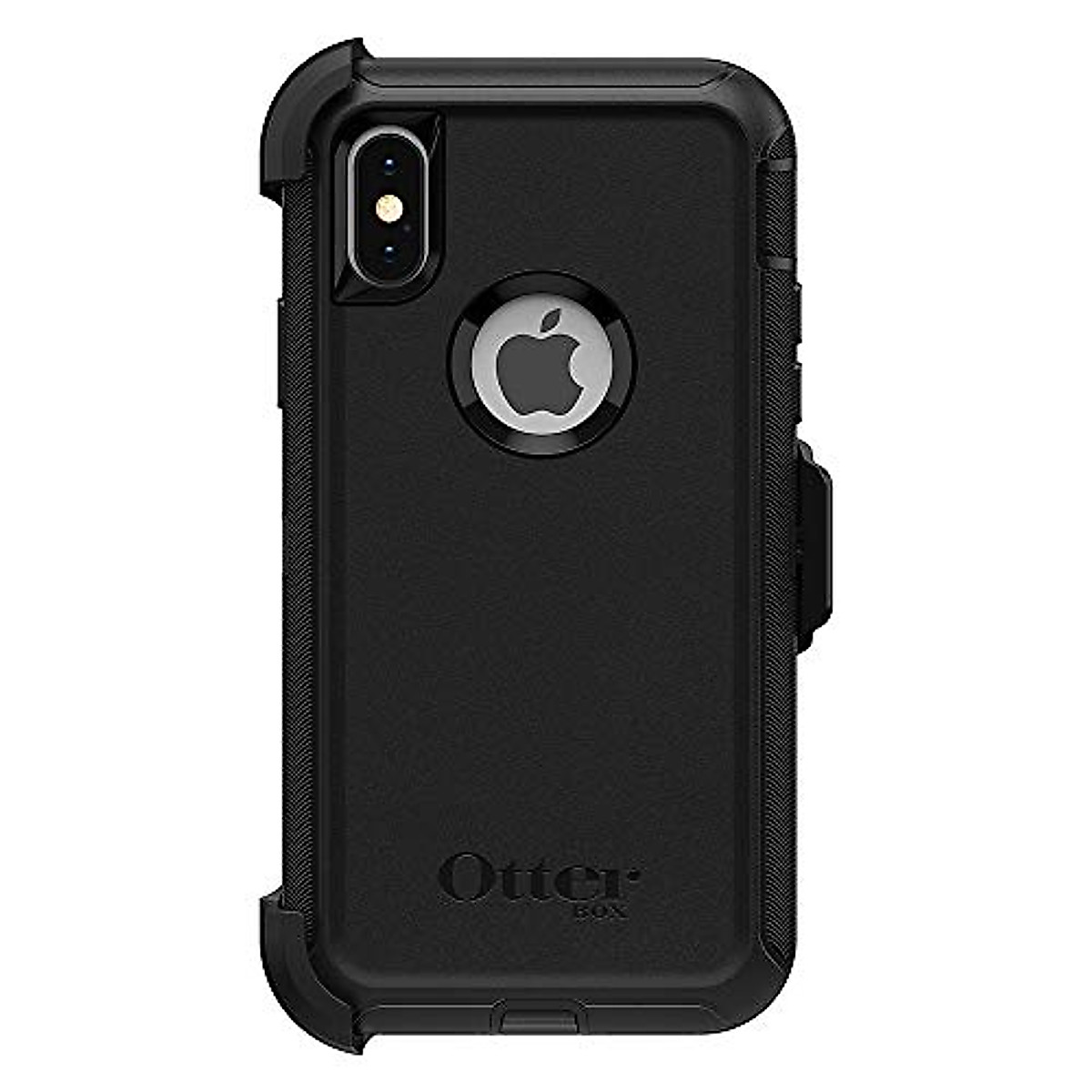 OtterBox iPhone Xs AND iPhone X Defender Series Case - BLACK, rugged & durable, with port protection, includes holster clip kickstand