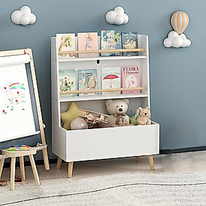 Kids Toy Storage Organizer, Kids Bookshelf, 3 Tier Children Bookcase and Bookshelf, Modern Open Storage Display Cabinet, Freestanding Display Storage Bookshelf for Children, Friends, Family, White