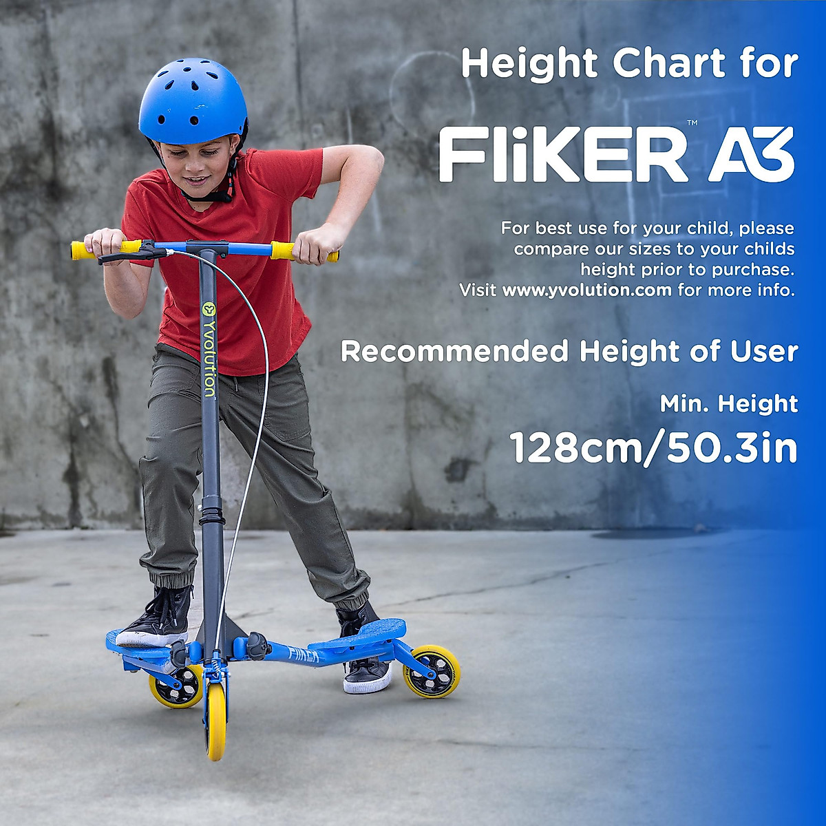 Yvolution Y Fliker Air A3 Scooter 3 Wheels Foldale Wiggle Scooter Self-Propelling Drifting Scooter for Boys and Girls Age 7+ Years (Purple 2020)