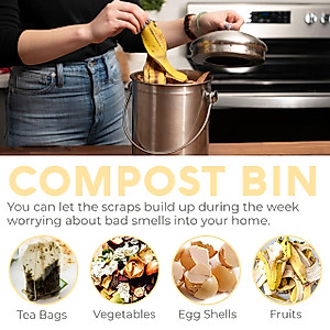 EPICA Stainless Steel Compost Bin 1.3 Gallon-Includes Charcoal Filter