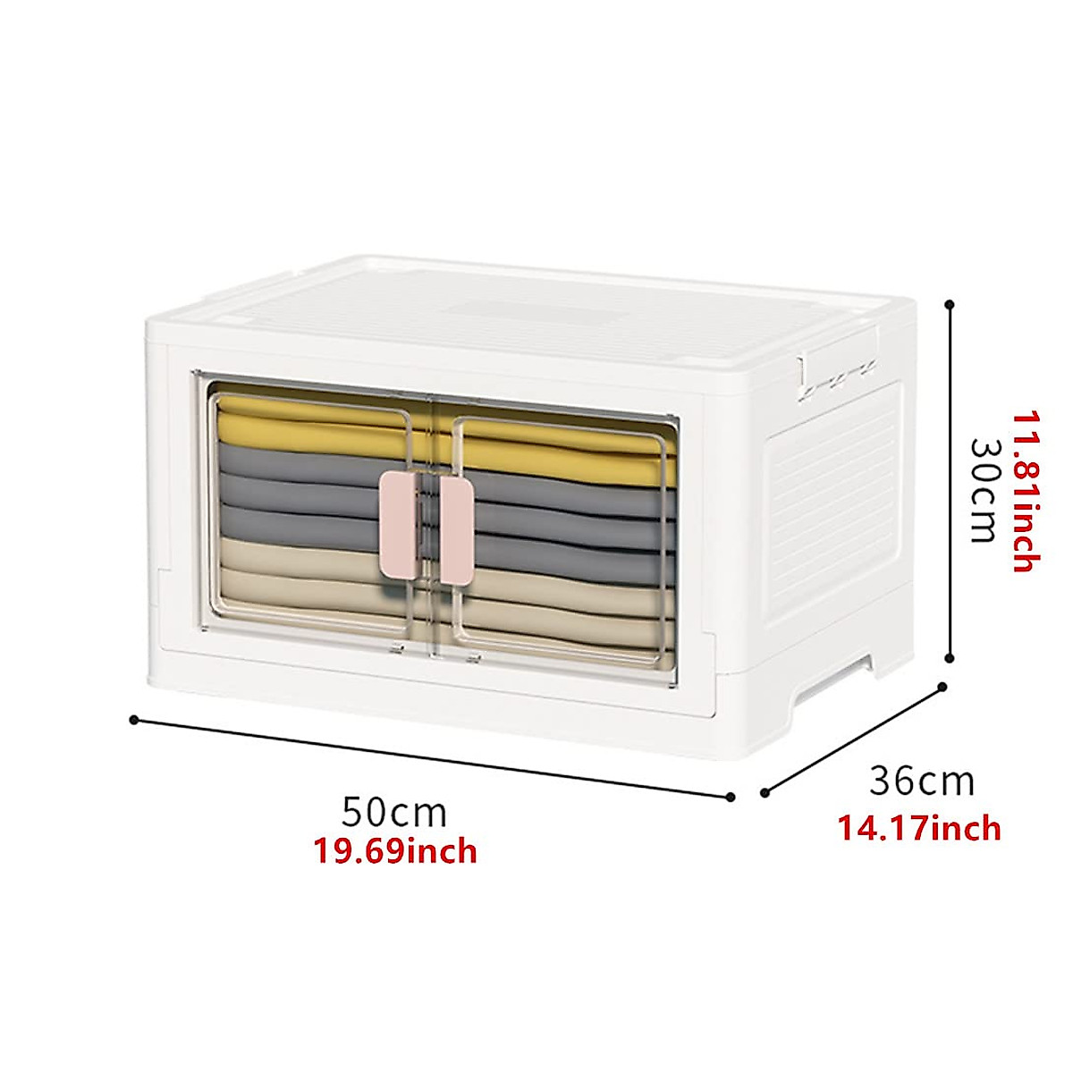 Radefasun Foldable Storage Bins with Lid and Clear Door and Weels Plastic Collapsible Storage Box Portable Stackable Grocery Toys Books Container Folding Storage Crate for Home or Car Trunk