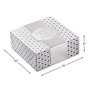 Hallmark 10" Large Gift Boxes with Wrap Bands (2-Pack: Silver and White, "Just For You") for Weddings, Graduations, Christmas, Valentine's Day, Birthdays