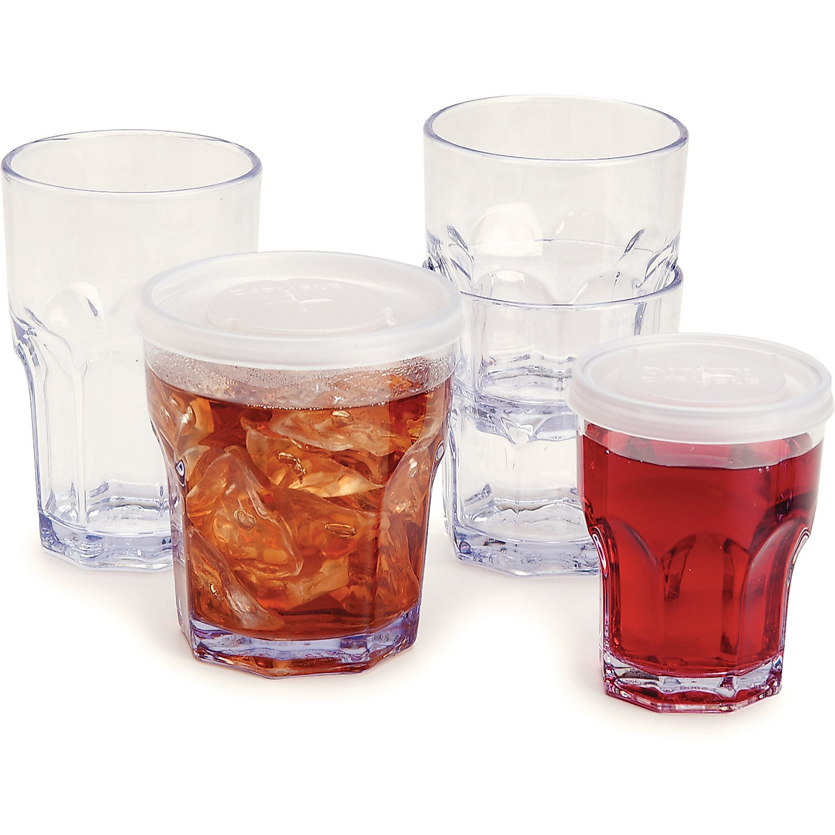 Carlisle FoodService Products Louis Clear Tumbler Short Glass for Restaurants, Catering, Kitchens, Plastic, 6 Ounces, Clear