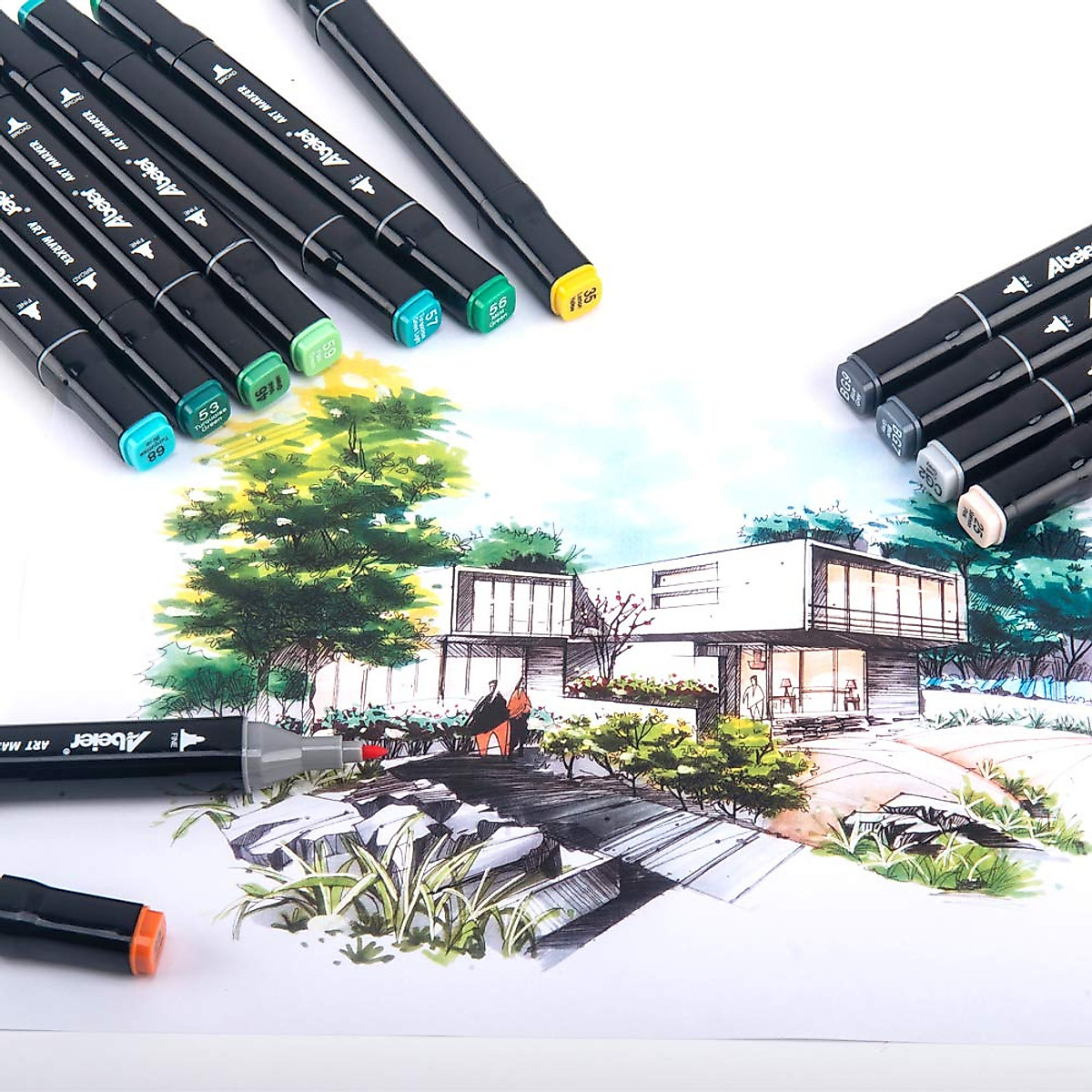 80 Colors Alcohol Based Markers, ABEIER Dual Tip Drawing Markers Set, Plus 1 Colorless Blender Pen, Permanent Sketch Animation Markers for Kids, Plumones, Adults Coloring and Artist Illustration