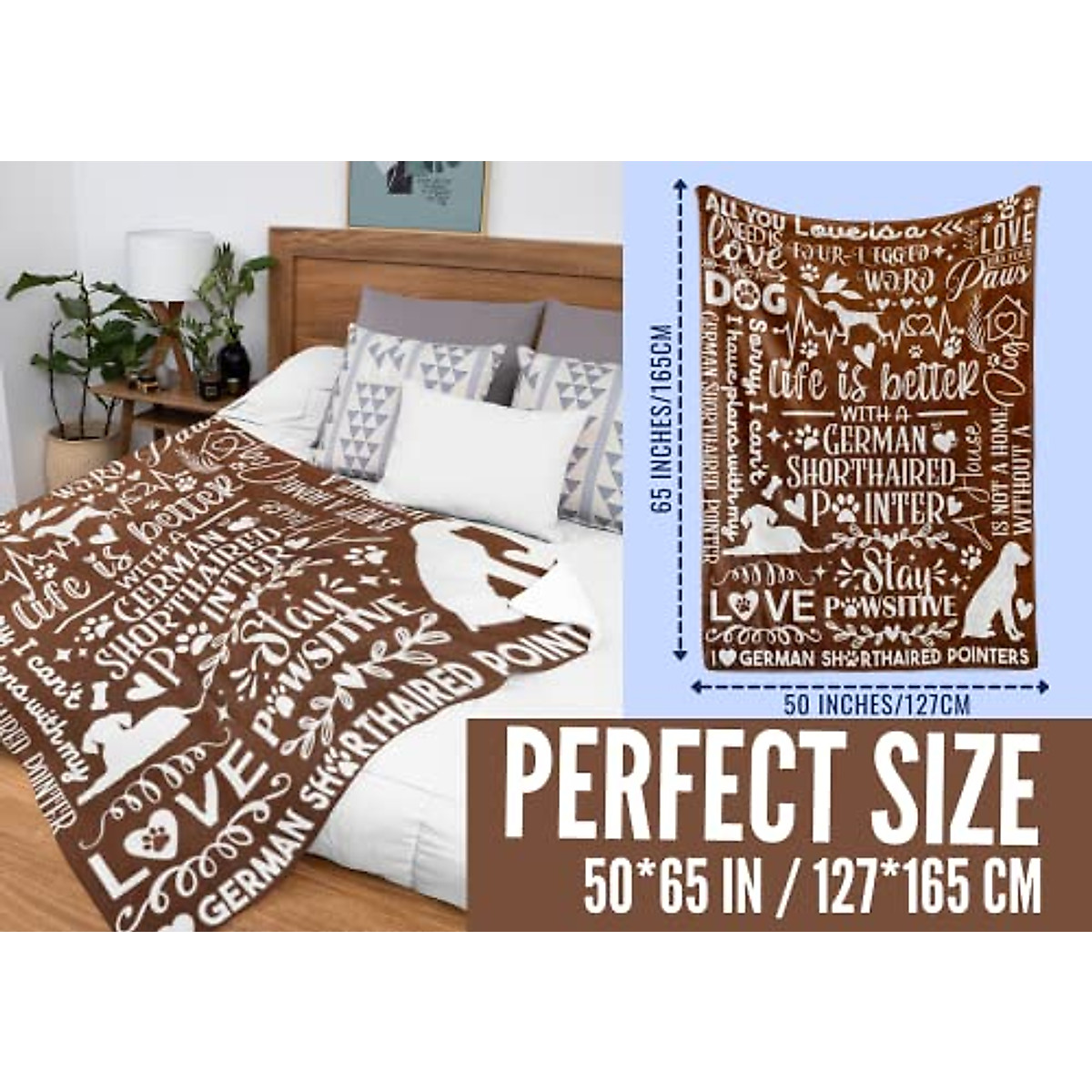 German Shorthaired Pointer Gifts, Dog Lover Throw Blanket, Soft Throw Blanket 50"x65", for Couch Sofa Bed Camping Travel Home Decor