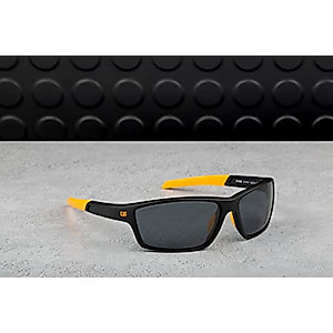 Cat CATERPILLAR 8020 Men's Polarized Sport Wrap Front Sunglasses, Matte Black, 66 mm