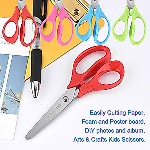 5" Kids Scissors 12 Pack,Kid Safety Scissor For School Scissors Soft Comfort-Grip Handles Sharp Blade Blunt Student Scissors ages 4+,Child Small Scissors,Crafting