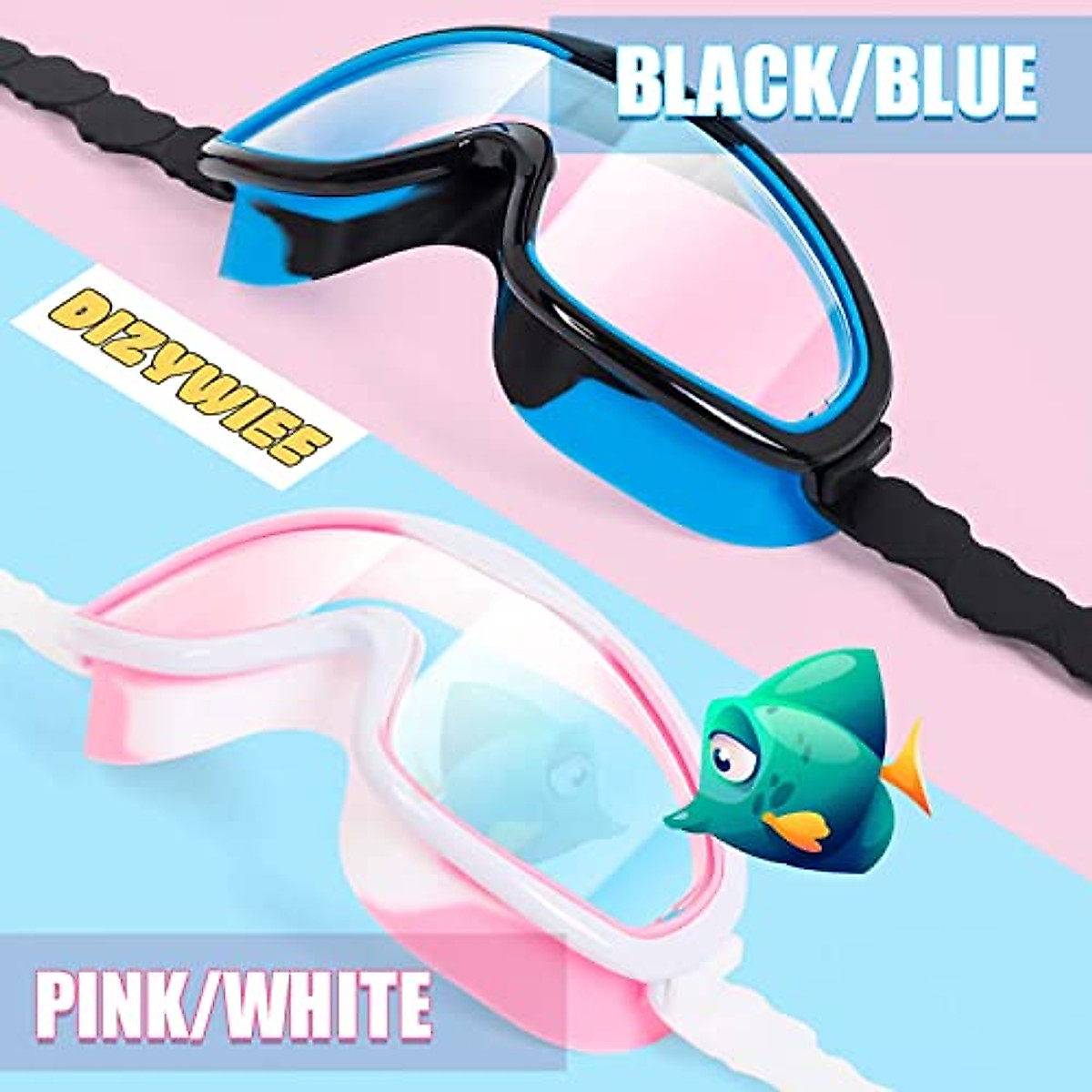 Kids Swim Goggles, 2-Pack Swimming Goggles for Kids, Child, Boys or Girls From 3-15, Anti Fog Wide View Swim Pool Goggles