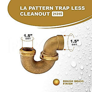 Highcraft 43537 LA Pattern Trap for Tubular Drain Applications, 1-1/2 in. IPS, Rough Brass