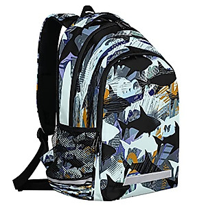 Grung Cool Shark Larger Student School Backpack, Durable Waterproof Travel Bag Daypack Laptop Bags College Bookbags with Reflective Strip