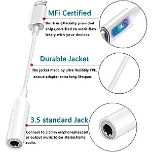 Apple MFi Certified 3 Pack Aprolink Lightning to 3.5 mm Headphone Jack Adapter, iPhone Audio Dongle Cable Earphones Headphones Converter Compatible with iPhone 12 12 Pro 11 11 Pro X XR XS XS Max 8 7