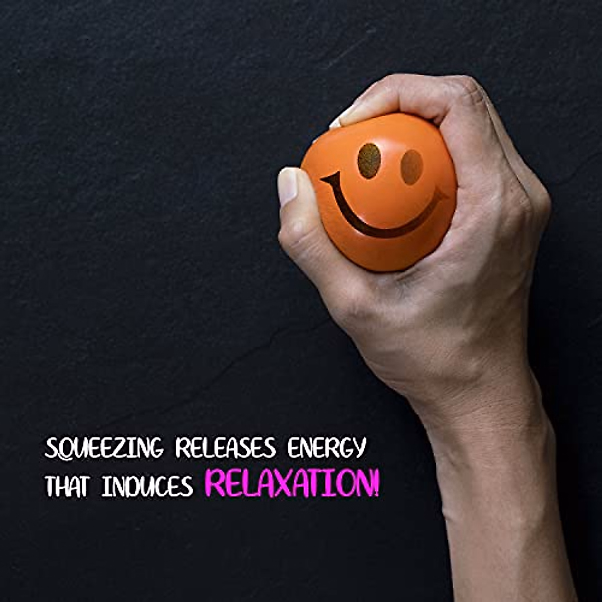 Be Happy! Neon Colored Smile Funny Face Stress Ball - Happy Smile Face Squishies Toys Stress Foam Balls for Soft Play - Bulk Pack of 12 Relaxable 2.5" Stress Relief Smile Squeeze Balls Fun Toys