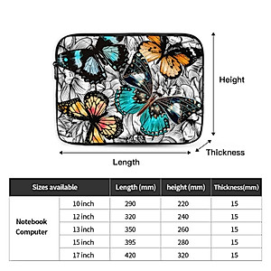 Beautiful Butterflies Flowers Vintage 13 inch Portable Laptop Sleeve Compatible with MacBook Air Notebook Computer Case for Men Women College School Students