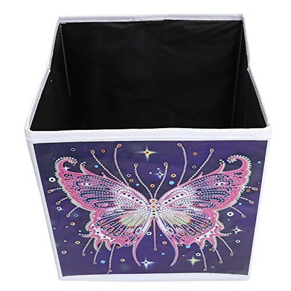 Yosoo Diamond Painting Storage Box, DIY Diamond Painting Organizer Butterfly Pattern Decor Foldable Storage Box Household Desktop Case