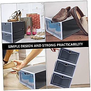 Holibanna 6pcs Boxes Sneakers Storage Box Clear Plastic Containers Clear Container Plastic Storage Containers for Clothes Clear Shoe Organizer Shoe Box Organizer Drop Front Shoe Box Black Pp