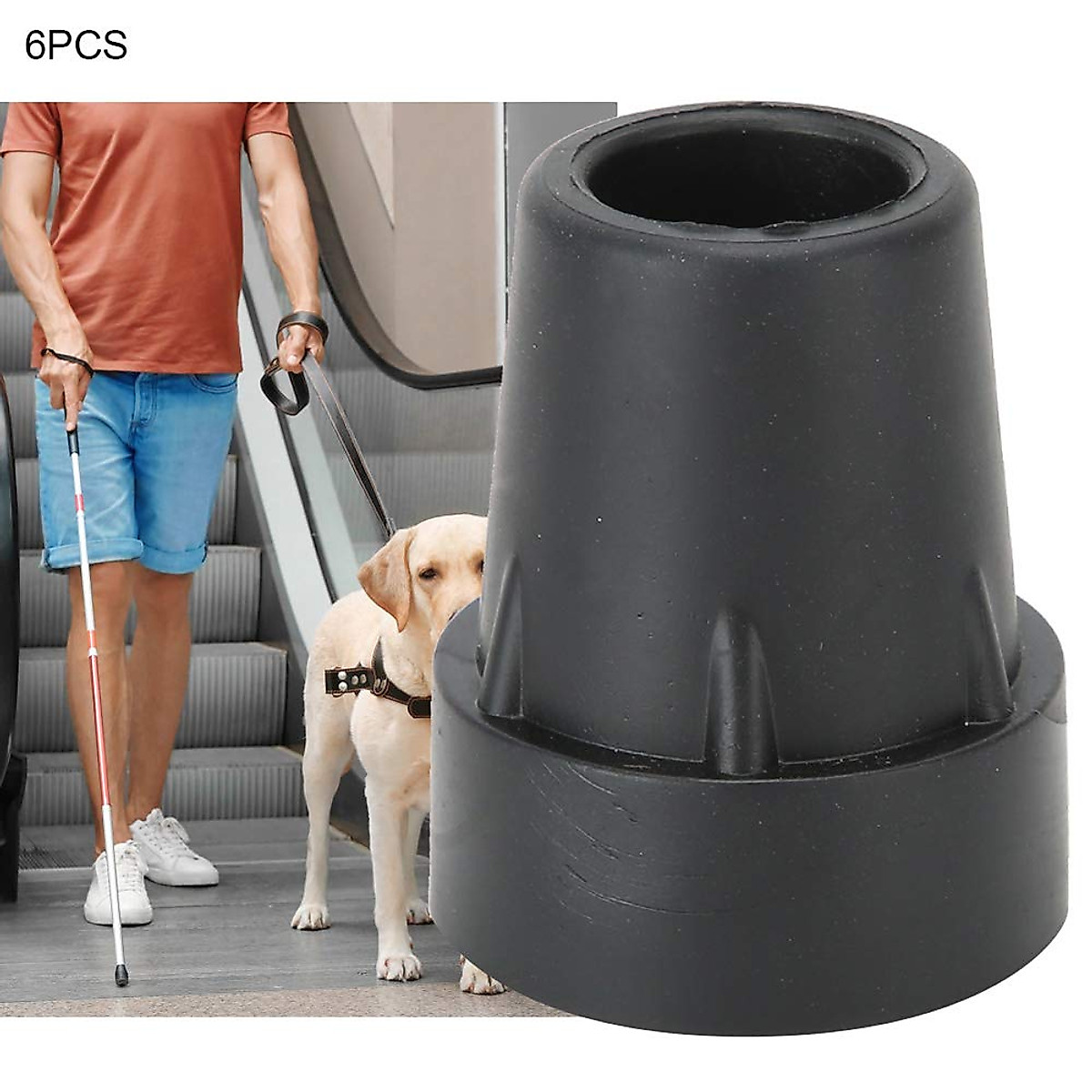 Replacement Cane Tips, 6pcs 19mm Hole Diameter Hiking Cane Crutch Feet Tips Heavy Duty Non Slip Plastic Tips Trekking Pole Tips Replacement Pole Tip Protectors Fits Most Standard Hiking Poles