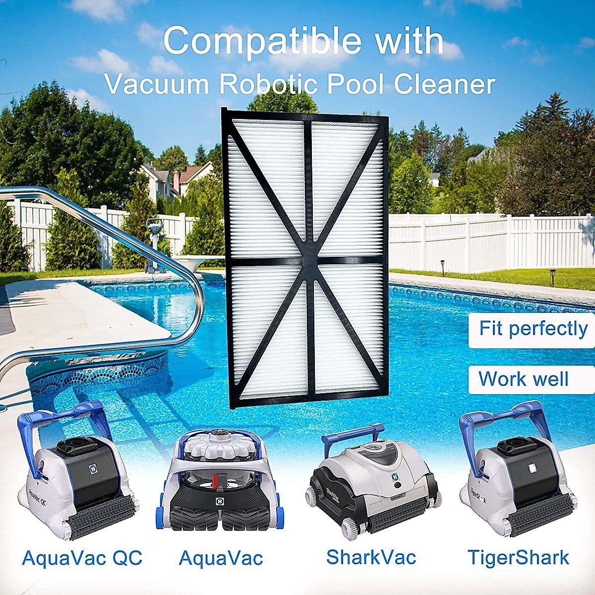 Replacement Robotic Pool Cleaner Filter Cartridges,Ultra Fine Cartridge Filter Panels, for Hayward Robotic AquaVac, TigerShark and SharkVac Pool Cleaners Maytronics Part Number: RCX70101(4 Pack)
