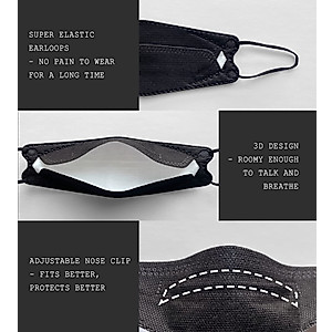 Borje KN95 Face Masks, 100 Pcs Disposable Face Masks, Black Mask Against PM2.5 from Fire Smoke & Dust Filter Efficiency 95%