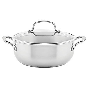 KitchenAid 3-Ply Base Brushed Stainless Steel Casserole Dish/Pan with Lid, 4 Quart