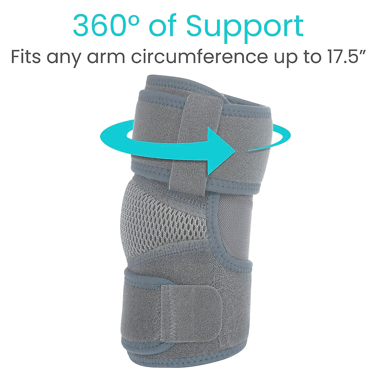 Vive Elbow Brace - Tennis Compression Sleeve - Wrap for Golfers, Bursitis, Left or Right Arm - Tendonitis Support Strap for Golf, Men and Women - Epicondylitis and Sports Recovery (Gray, Standard)