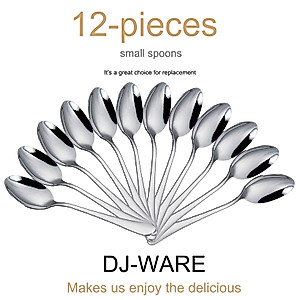 DJ-WARE Small Teaspoons Stainless Steel Tea Spoons Set of 12, 5.5 Inch